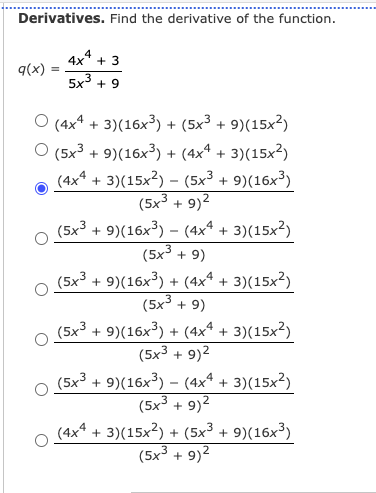 Solved Derivatives. Find the derivative of the function. | Chegg.com