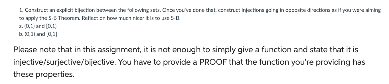 Solved 1 Construct An Explicit Bijection Between The 9134