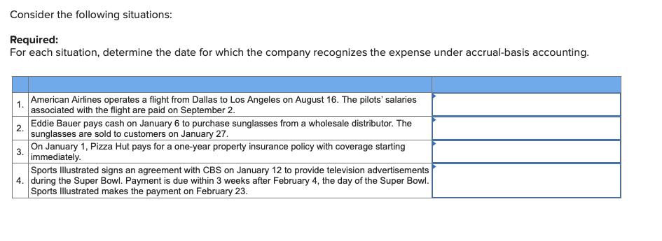 Solved Consider the following situations: Required: For each | Chegg.com