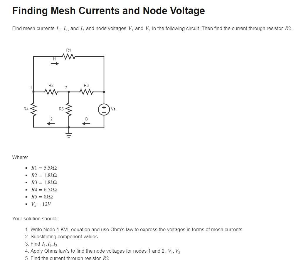 Solved Finding Mesh Currents and Node Voltage Find mesh | Chegg.com
