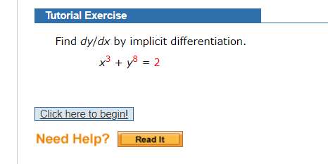 Solved Tutorial Exercise Find dy/dx by implicit | Chegg.com