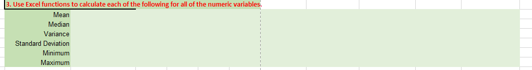 Solved 3. Use Excel functions to calculate each of the | Chegg.com