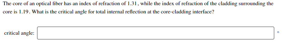 Solved The core of an optical fiber has an index of | Chegg.com