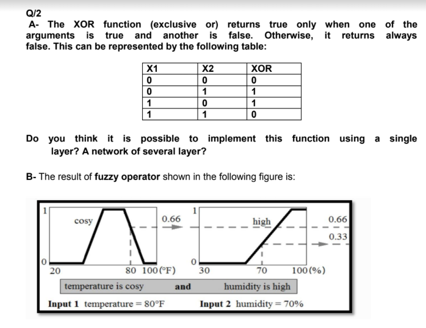 Solved Q/2 A- The XOR function (exclusive or) returns true | Chegg.com