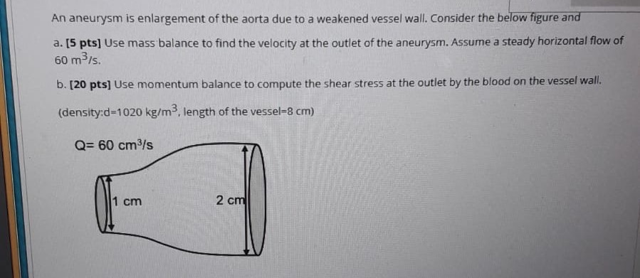 Solved An aneurysm is enlargement of the aorta due to a | Chegg.com