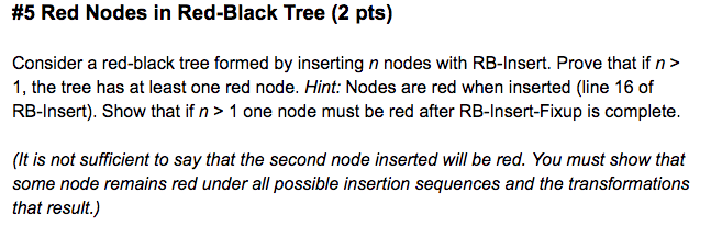 Solved #5 Red Nodes in Red-Black Tree (2 pts) Consider a | Chegg.com