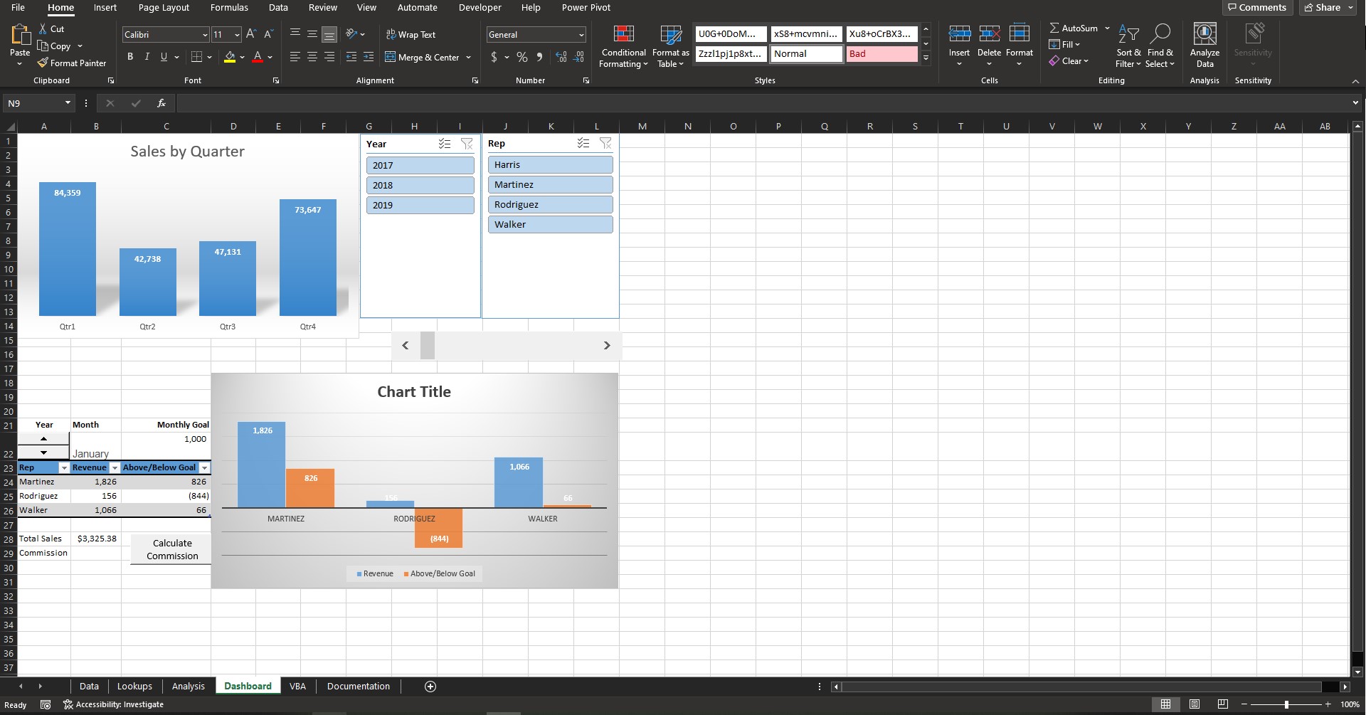 Solved 9 Create two dynamic labels for the Sales by Quarter | Chegg.com