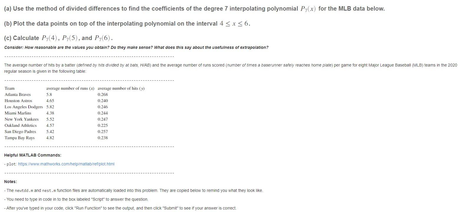 (a) Use the method of divided differences to find the | Chegg.com