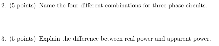 Solved 2. (5 points) Name the four different combinations | Chegg.com