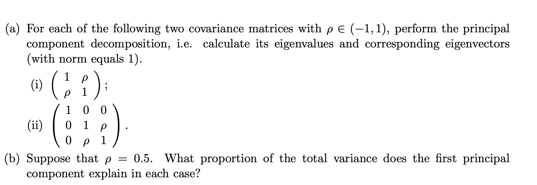 Solved (a) For each of the following two covariance matrices | Chegg.com