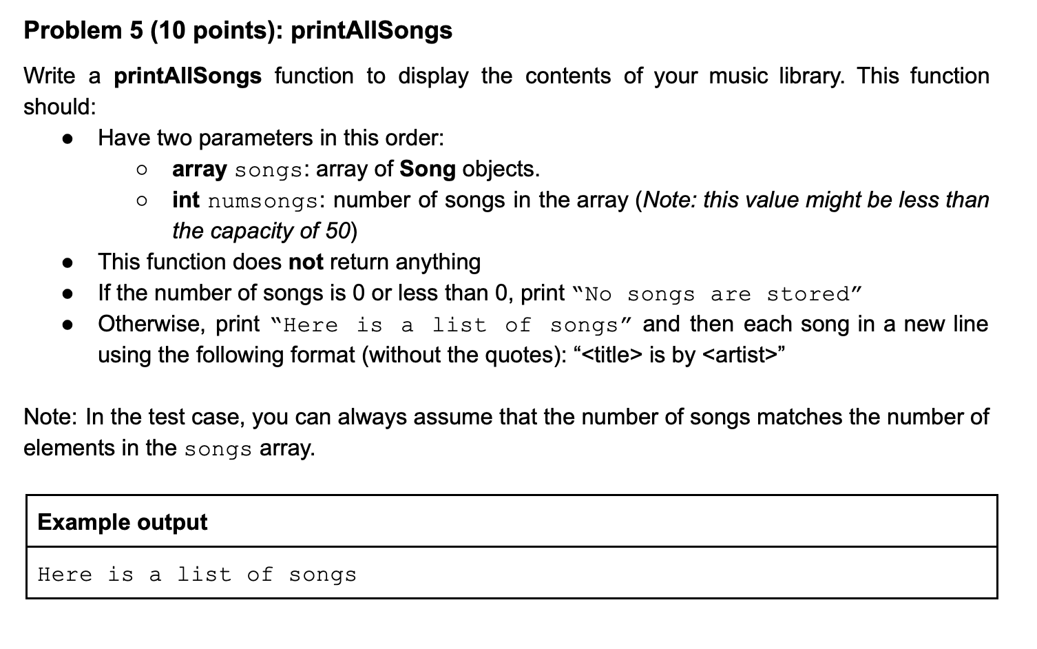 Solved Problem 3 (8 points): Song Class Create a Song class, | Chegg.com