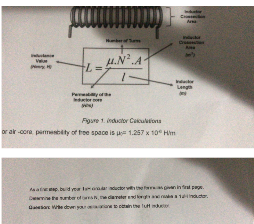 Solved TO OBTAİN 1.1uH İnductor, Formula given in first | Chegg.com