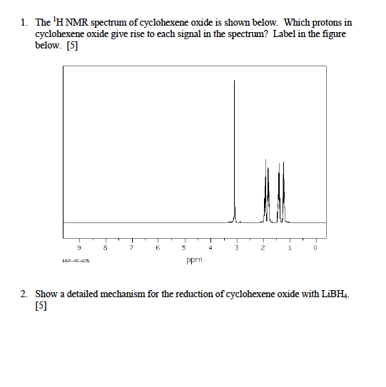 Solved 1. The 'HNMR spectrum of cyclohexene oxide is shown | Chegg.com