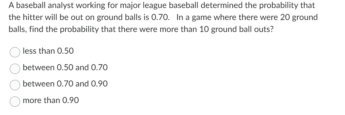 Solved A baseball analyst working for major league baseball | Chegg.com