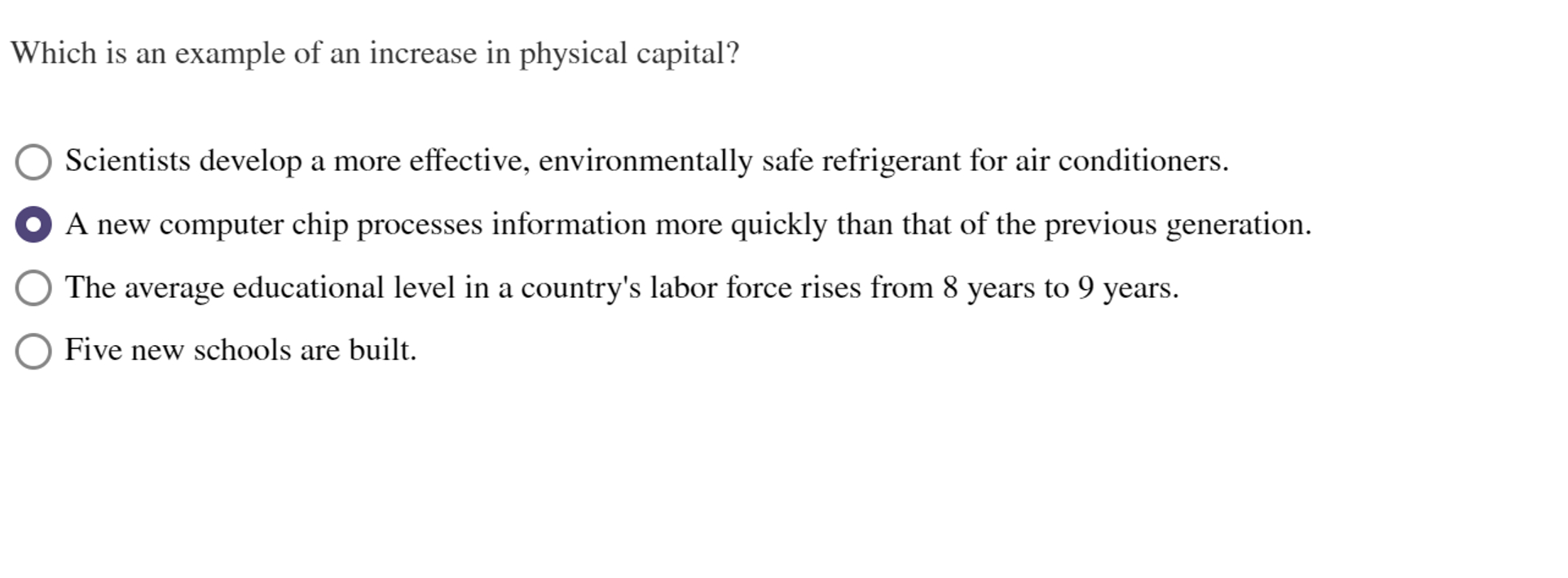 Solved Which is an example of an increase in physical | Chegg.com