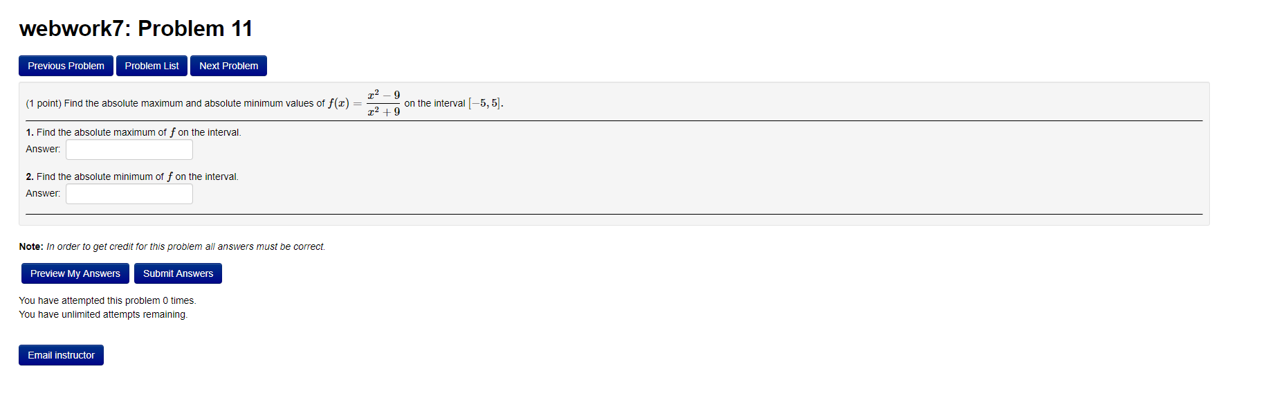Solved webwork7: Problem 8 Previous Problem Problem List | Chegg.com