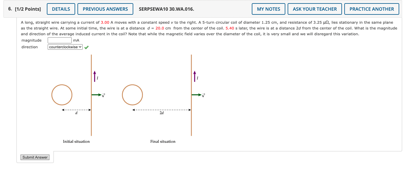 Solved magnitude mA direction | Chegg.com