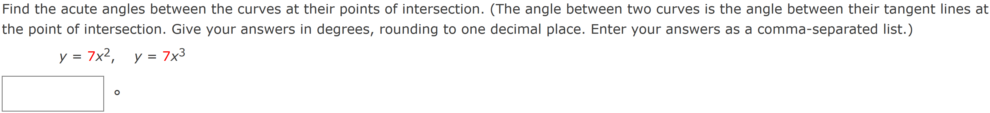 Solved Find the acute angles between the curves at their | Chegg.com