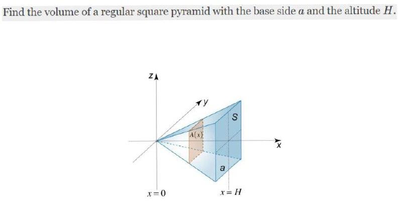 Solved Find the volume of a regular square pyramid with the | Chegg.com