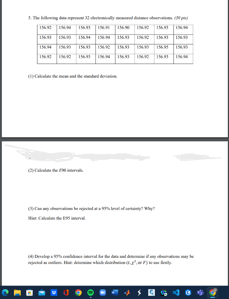 Solved 5. The following data represent 32 electronically | Chegg.com