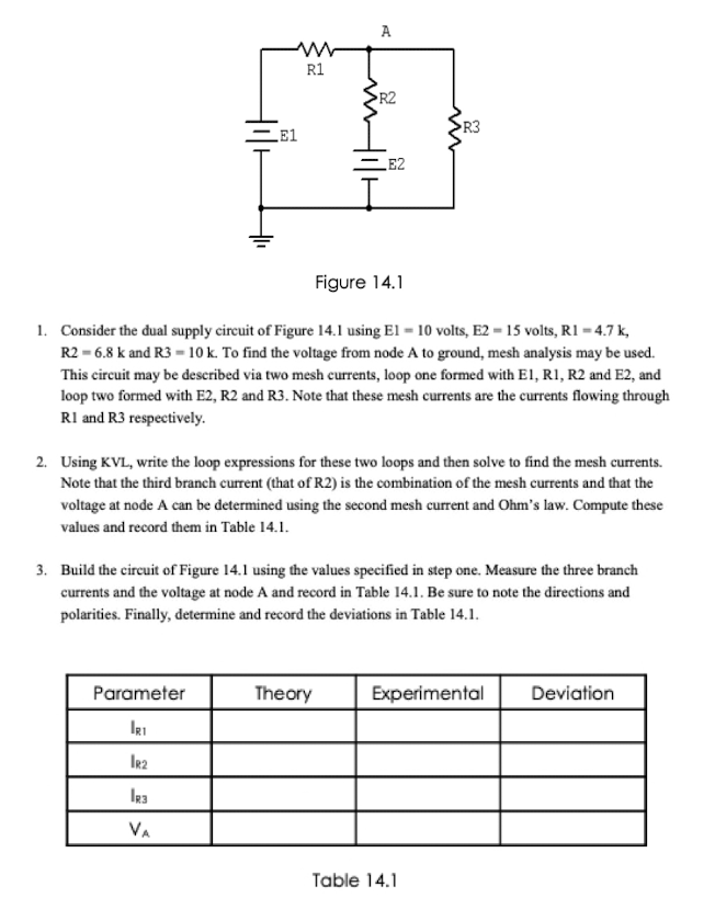 Solved Figure 14.1 1. Consider the dual supply circuit of | Chegg.com