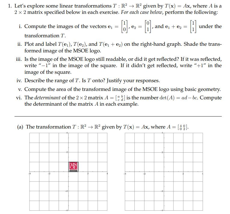 Solved 1. Let's explore some linear transformations T: R2 R2 | Chegg.com
