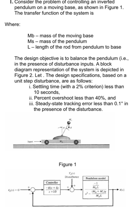 Solved 1. Consider the problem of controlling an inverted | Chegg.com