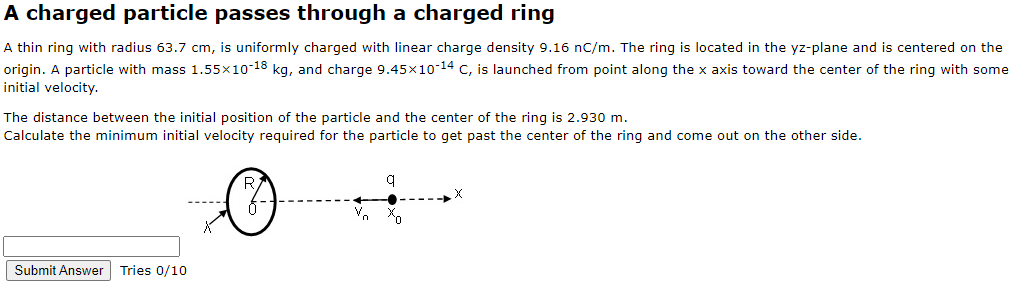 Solved A charged particle passes through a charged ring A | Chegg.com