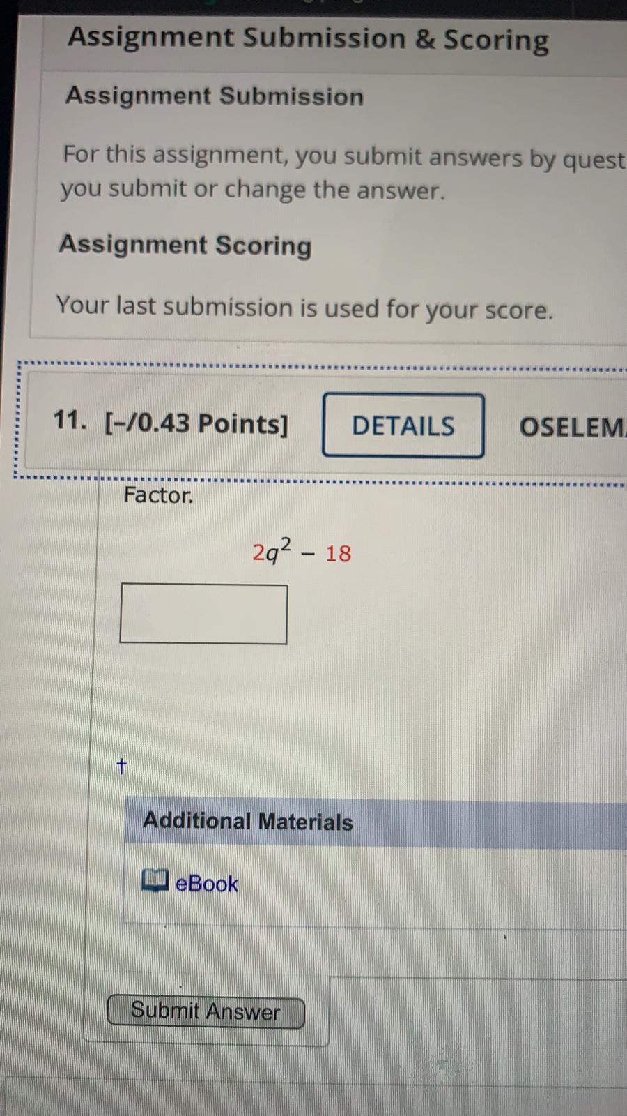 Solved For this assignment, you submit answers by question | Chegg.com Solved For this assignment, you submit answers by question | Chegg.com