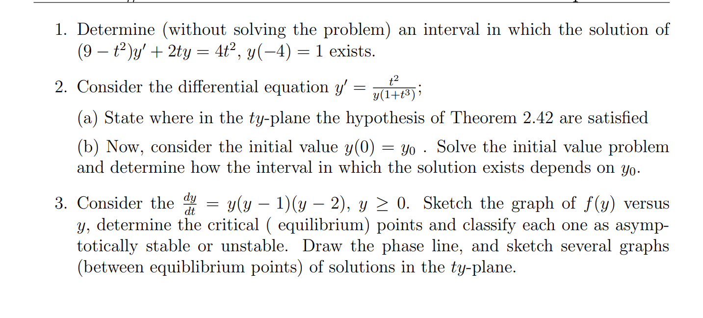 Solved 1. Determine (without solving the problem) an | Chegg.com