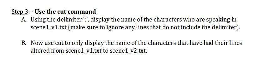 Solved Step 3: - Use the cut command A. Using the delimiter | Chegg.com