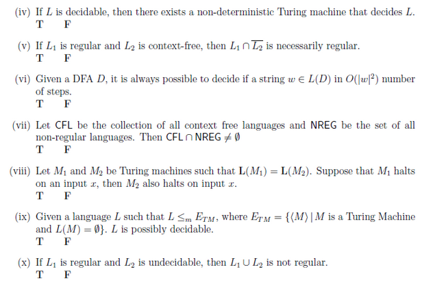 Solved (iv) If L is decidable, then there exists a | Chegg.com