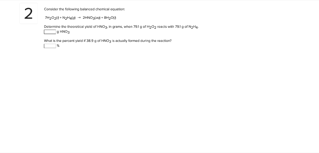 Solved Consider the following balanced chemical equation: 2 | Chegg.com
