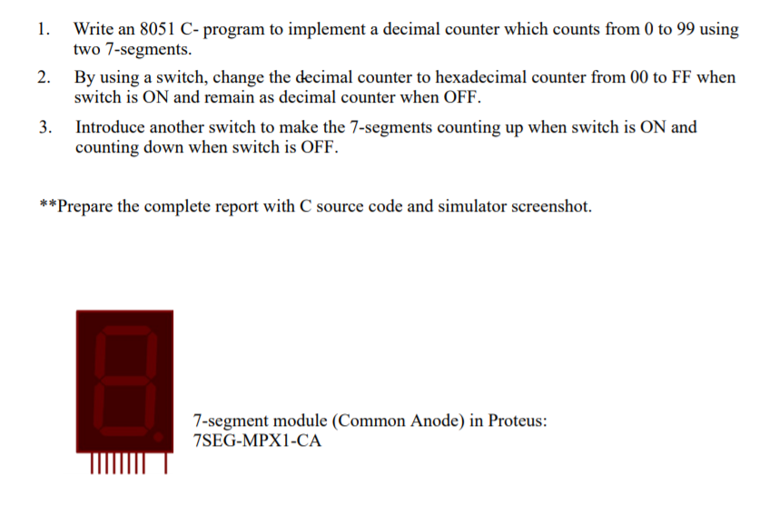 Solved 1. Write an 8051C - program to implement a decimal | Chegg.com