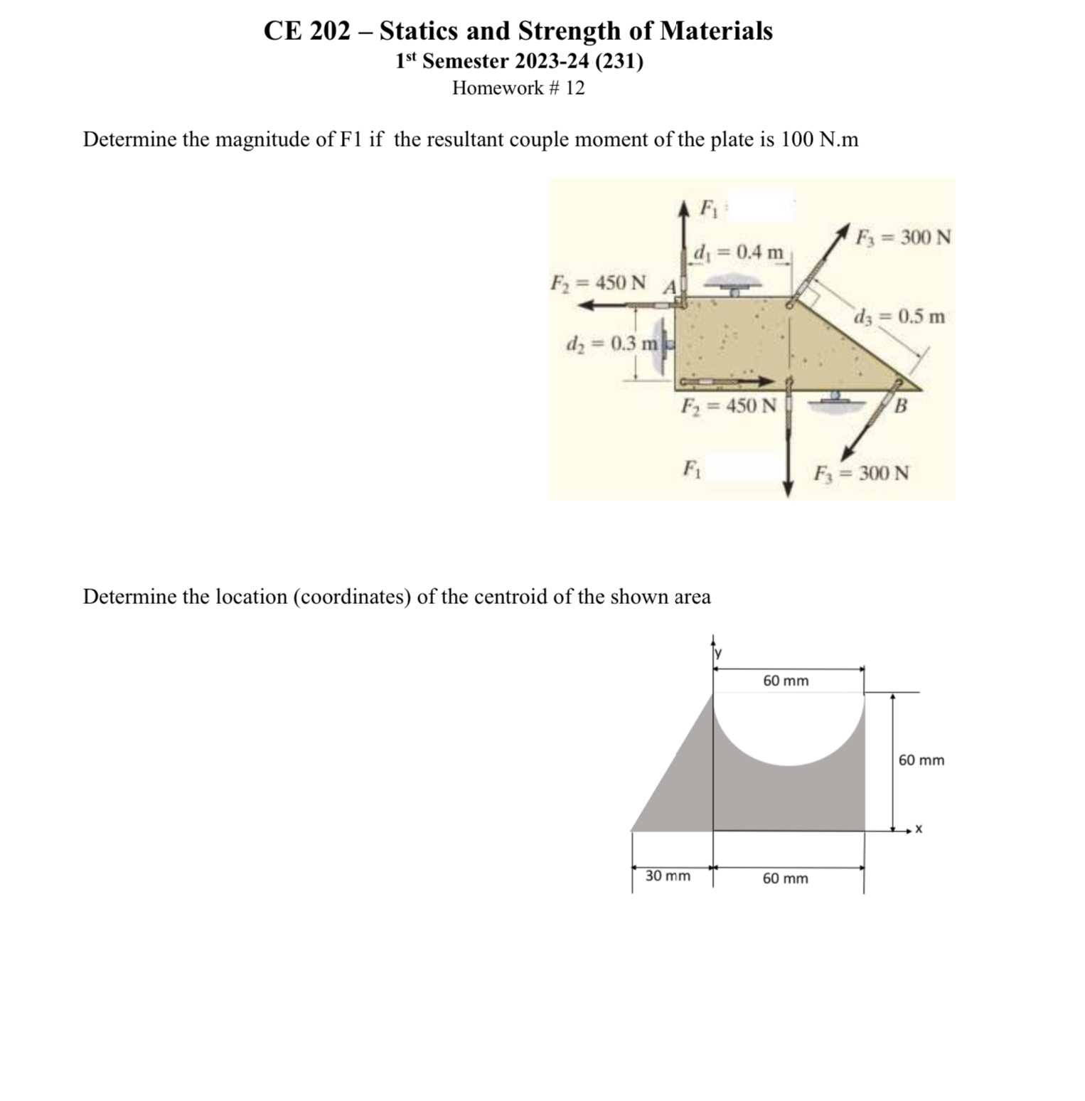 Solved CE 202 - Statics and Strength of Materials 1st | Chegg.com