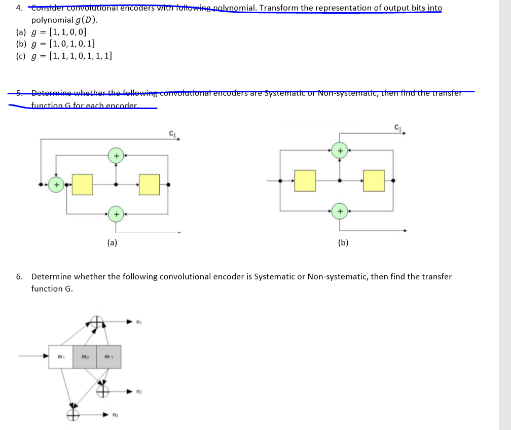 4. Consider convolutional encoders with following | Chegg.com