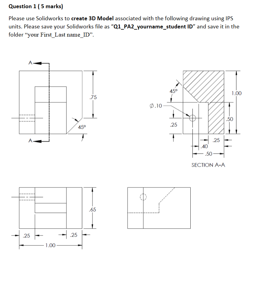 Solved Question 1 ( 5 ﻿marks) ﻿Please use Solidworks to | Chegg.com