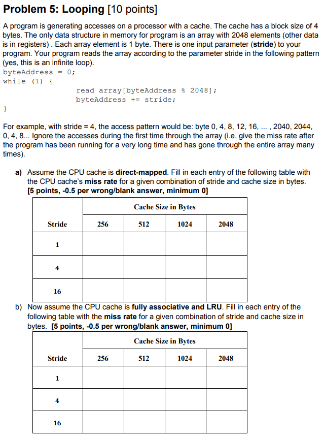 Problem 5: Looping (10 points] A program is | Chegg.com