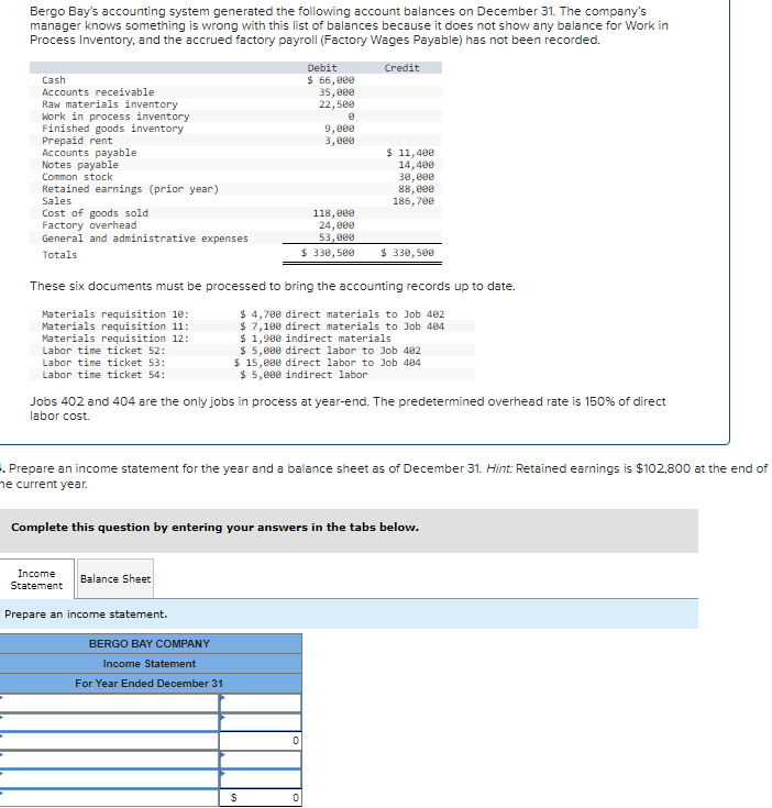 Solved Bergo Bay's accounting system generated the following | Chegg.com