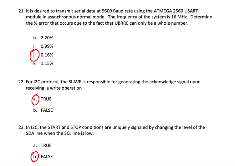 Solved 21. It is desired to transmit serial data at 9600 | Chegg.com