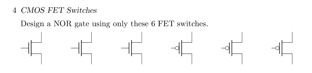 Solved 4 CMOS FET Switches Design a NOR gate using only | Chegg.com