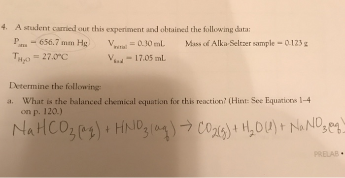 Solved 4. A student carried out this experiment and obtained | Chegg.com