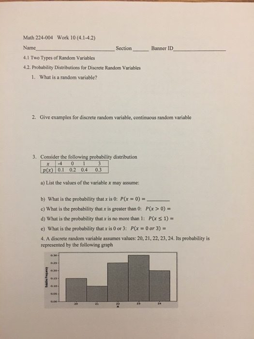 Solved Math 224-004 Work 10 (4.1-4.2) Name 4.1 Two Types of | Chegg.com