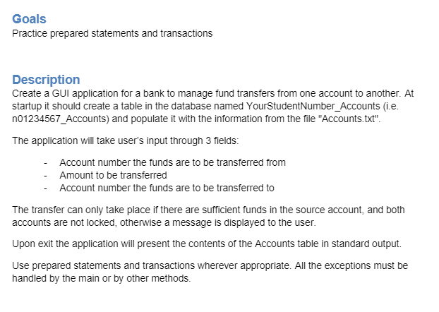 Solved Goals Practice prepared statements and transactions | Chegg.com