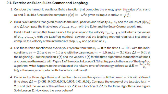 Computational Methods Python exercises 2.1. | Chegg.com