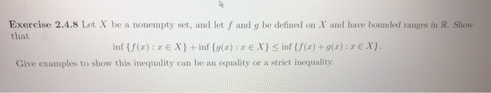Solved Exercise 2.4.8 Let X be a nonempty set, and let f and | Chegg.com