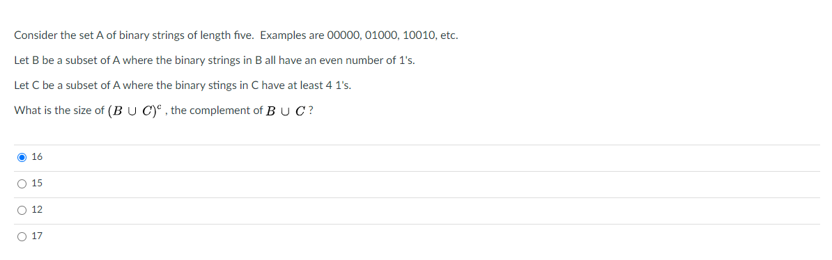 Solved Consider the set A of binary strings of length five. | Chegg.com