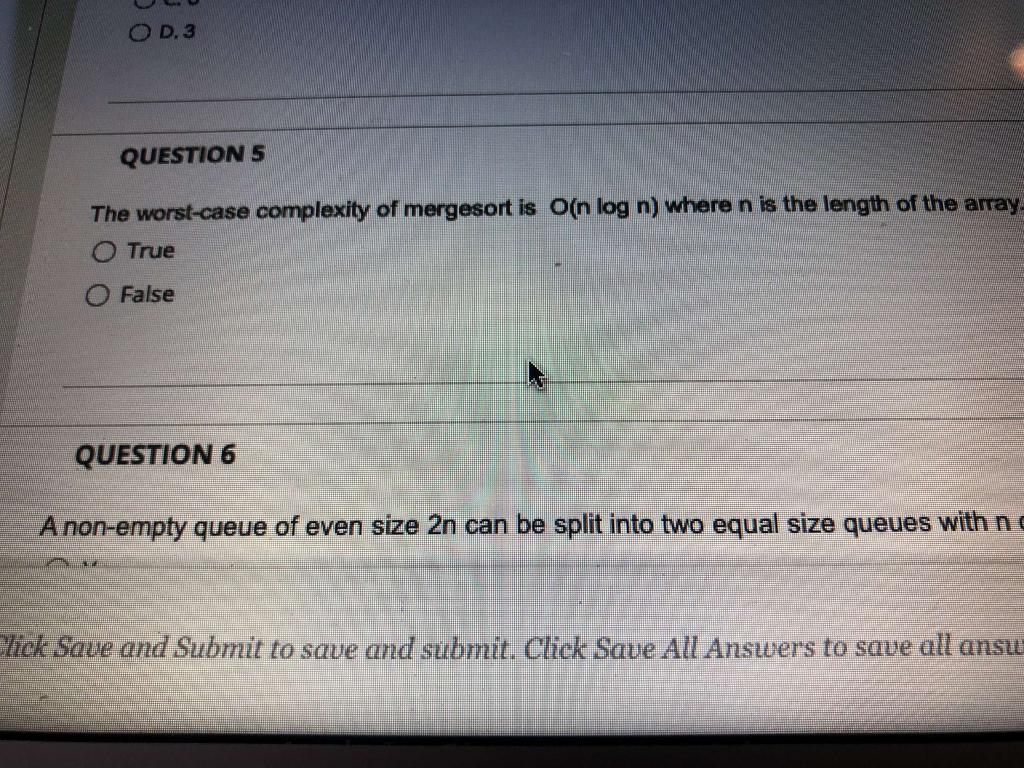 Solved The worst-case complexity of mergesort is on log n | Chegg.com