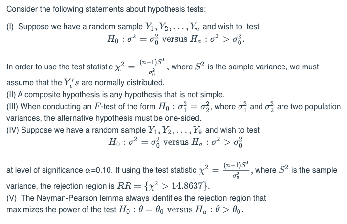 Consider the following statements about hypothesis | Chegg.com