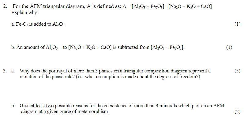 Solved + 2. For the AFM triangular diagram. A is defined as: | Chegg.com